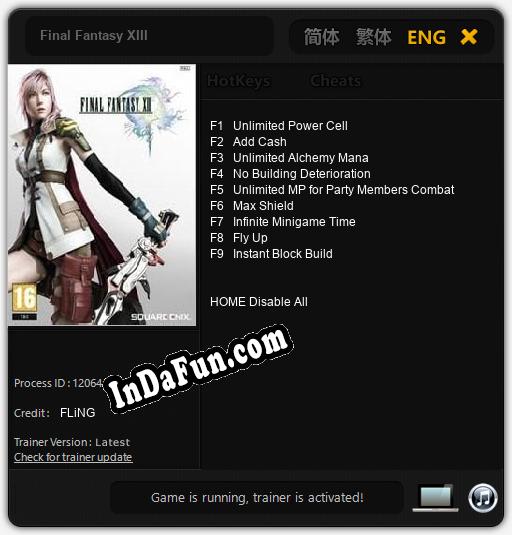 Final Fantasy XIII: Trainer +9 [v1.3] » Free Download PC Games - Direct Links - Torrent