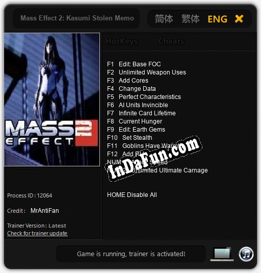 Trainer for Mass Effect 2: Kasumi Stolen Memory [v1.0.2] » Free ...