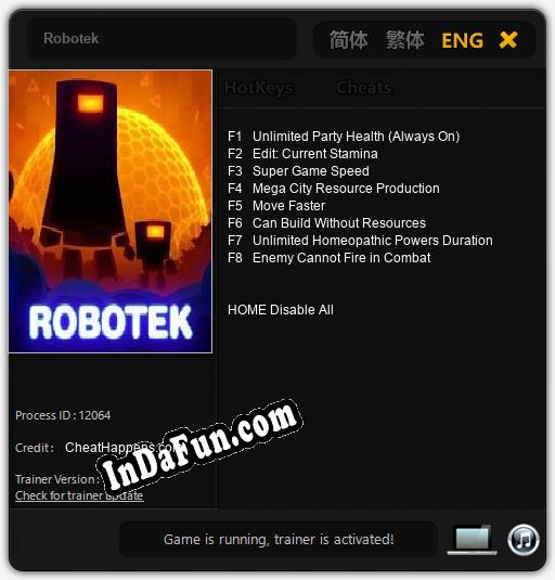 Robotek: Cheats, Trainer +8 [CheatHappens.com] » Free Download PC Games - Direct Links - Torrent
