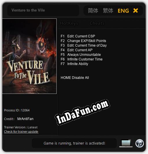 Venture to the Vile: TRAINER AND CHEATS (V1.0.33) » Free Download PC ...